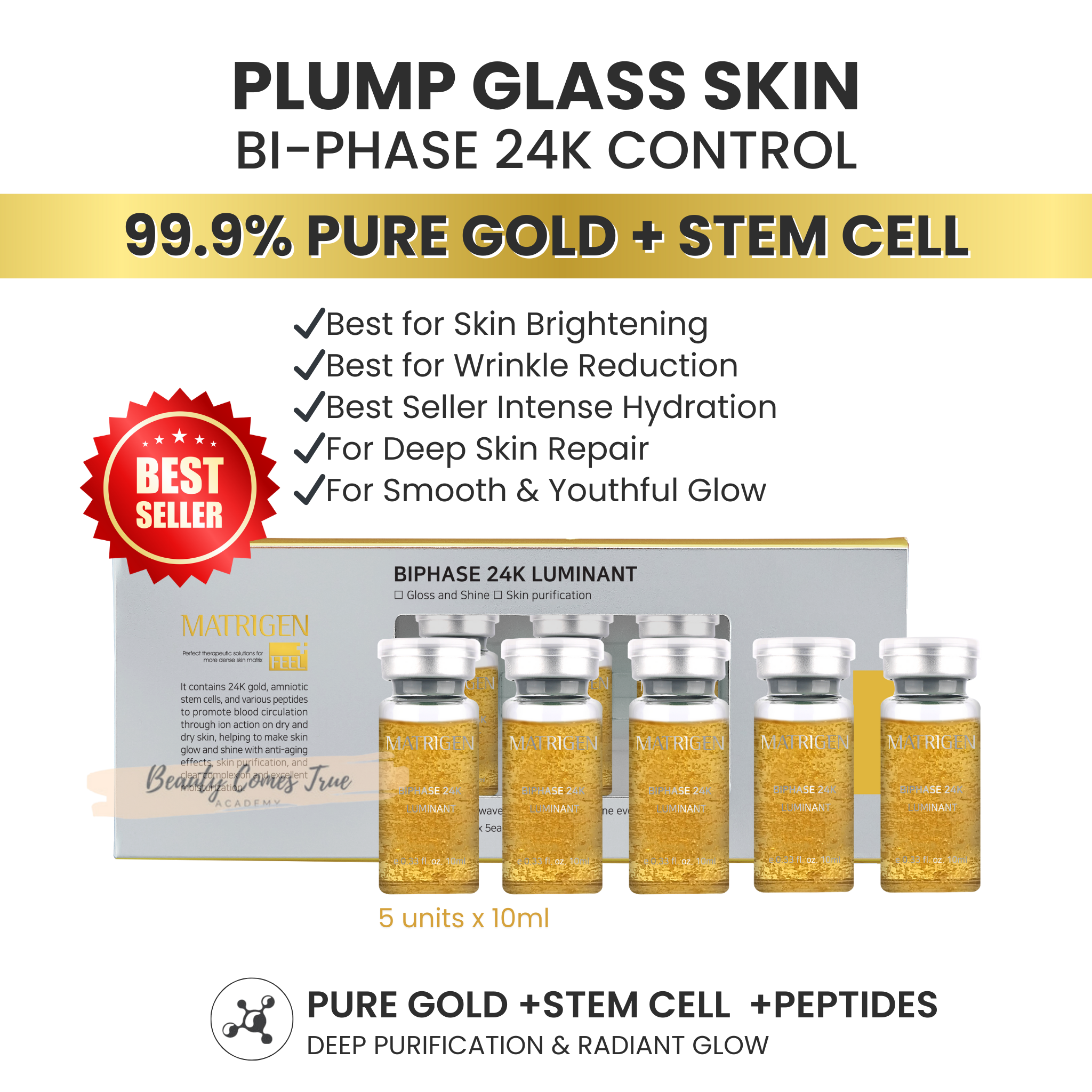 Bi-Phase 99.9% gold serum + stem cell 5 X 10ml (1 left) – Beauty Comes ...